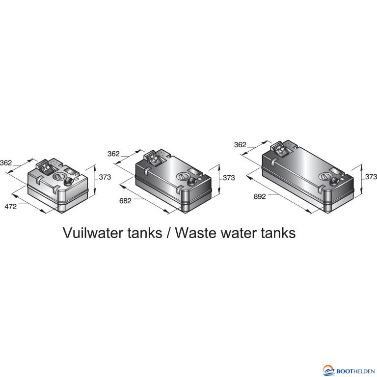 VETUS vuilwatertank 40 liter incl. aansluitingen | BTANK40C