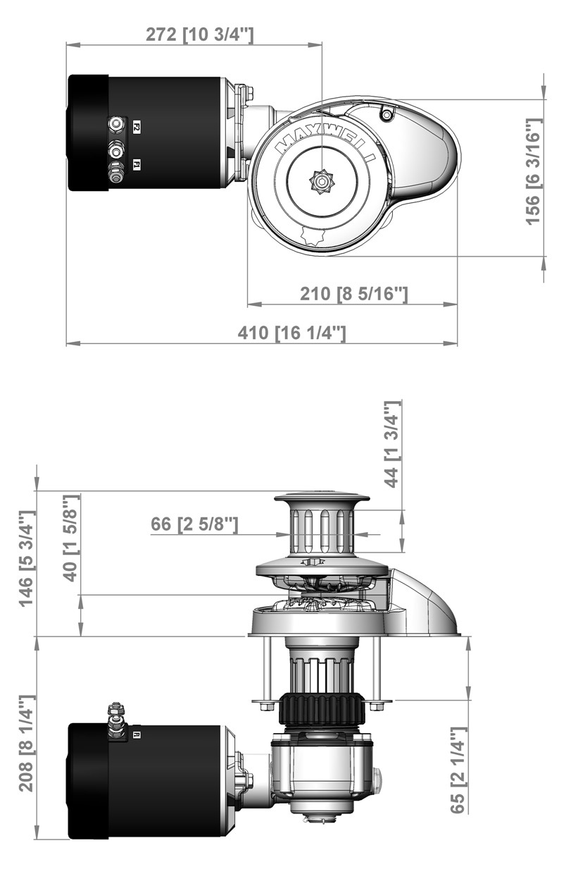 Ankerlier touw/ketting 1000W 12V | Maxwell RC8-8