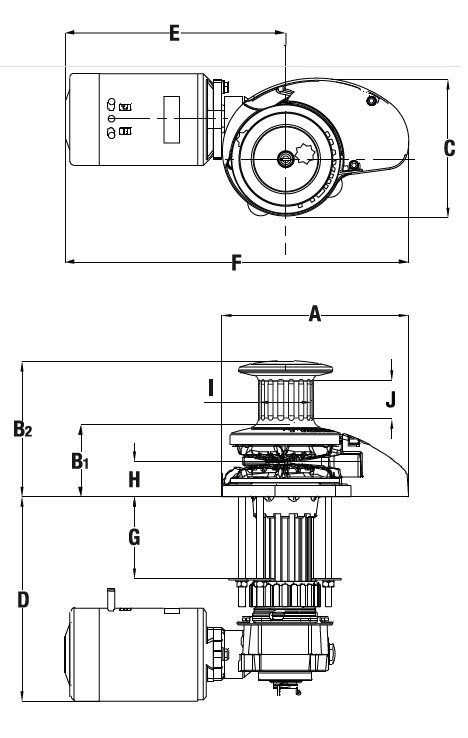 Ankerlier touw/ketting 1200W 24V | Maxwell RC10-10